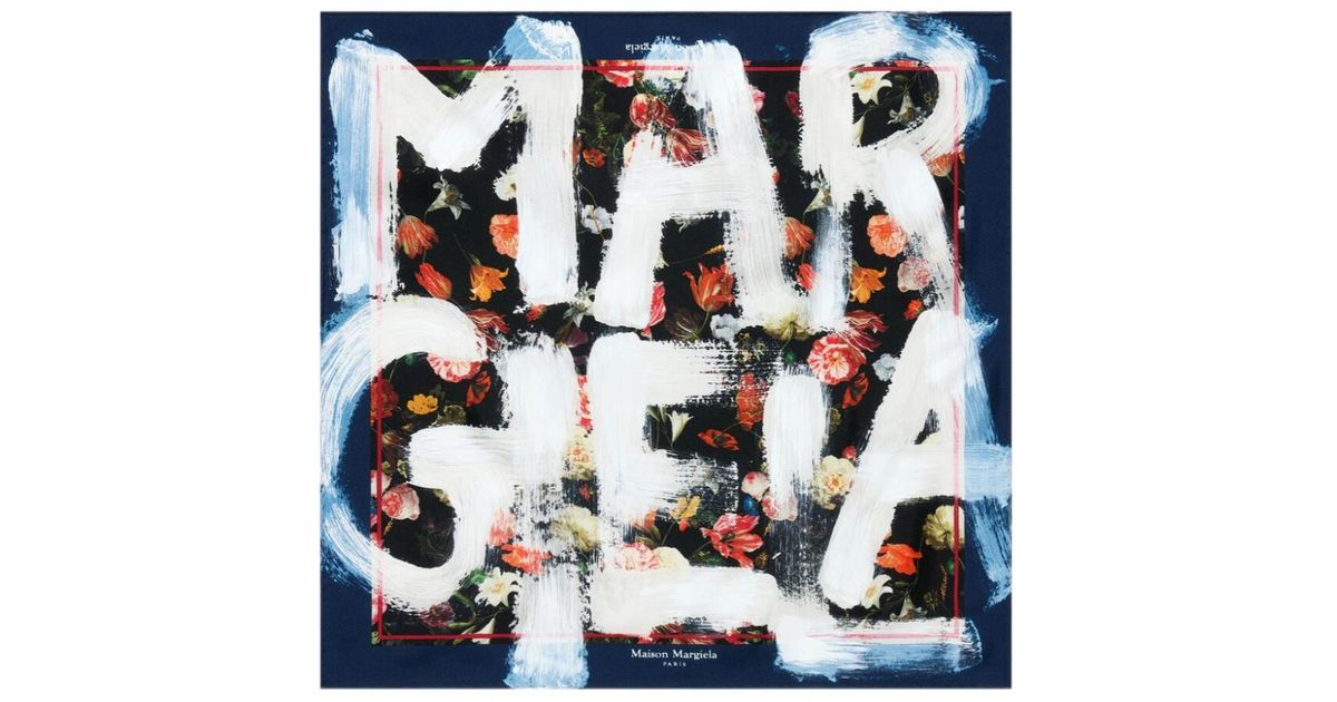Maison Margiela Printed Silk Foulard in Blue | Lyst UK