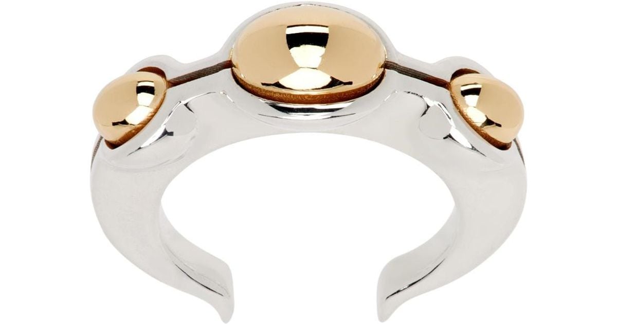 Bottega Veneta Logo Opening Ring in Metallic for Men | Lyst