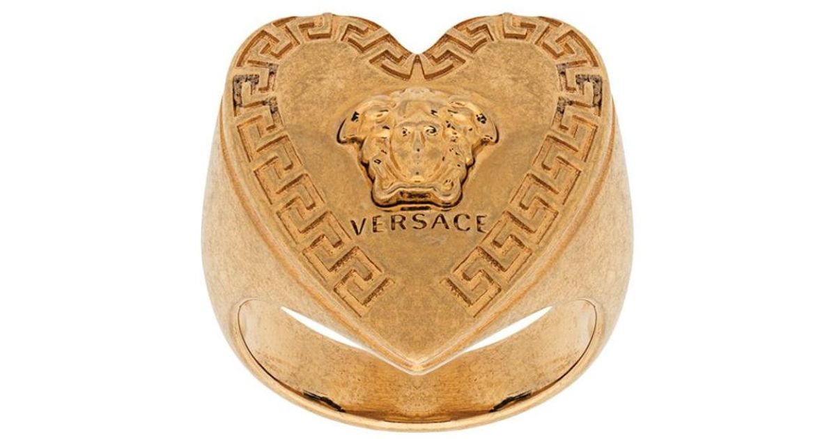 Versace Heart-Shaped Medusa Pattern Ring in Natural | Lyst UK