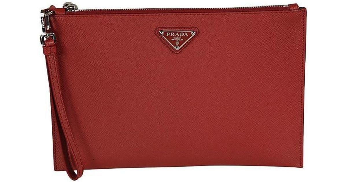 Prada Logo Hand-Held Bag in Red for Men | Lyst