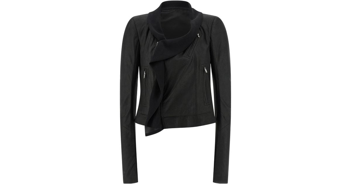 Rick Owens Cropped Scarf-Collar Jacket in Black | Lyst UK