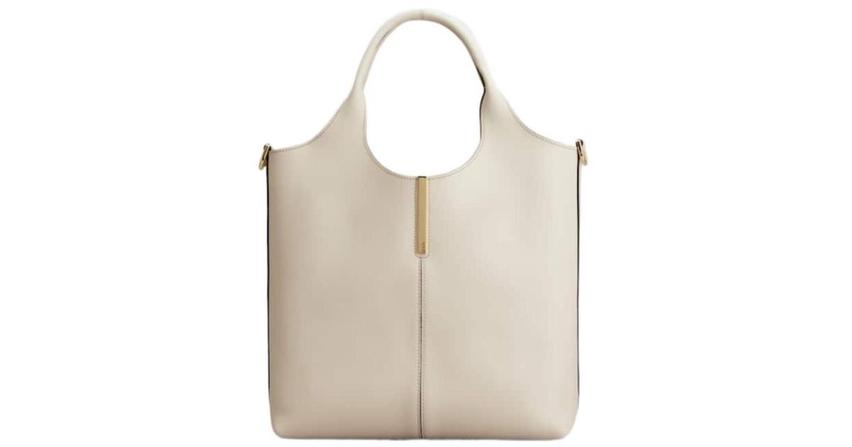 Tod's Small Leather Tote Bag in Natural | Lyst