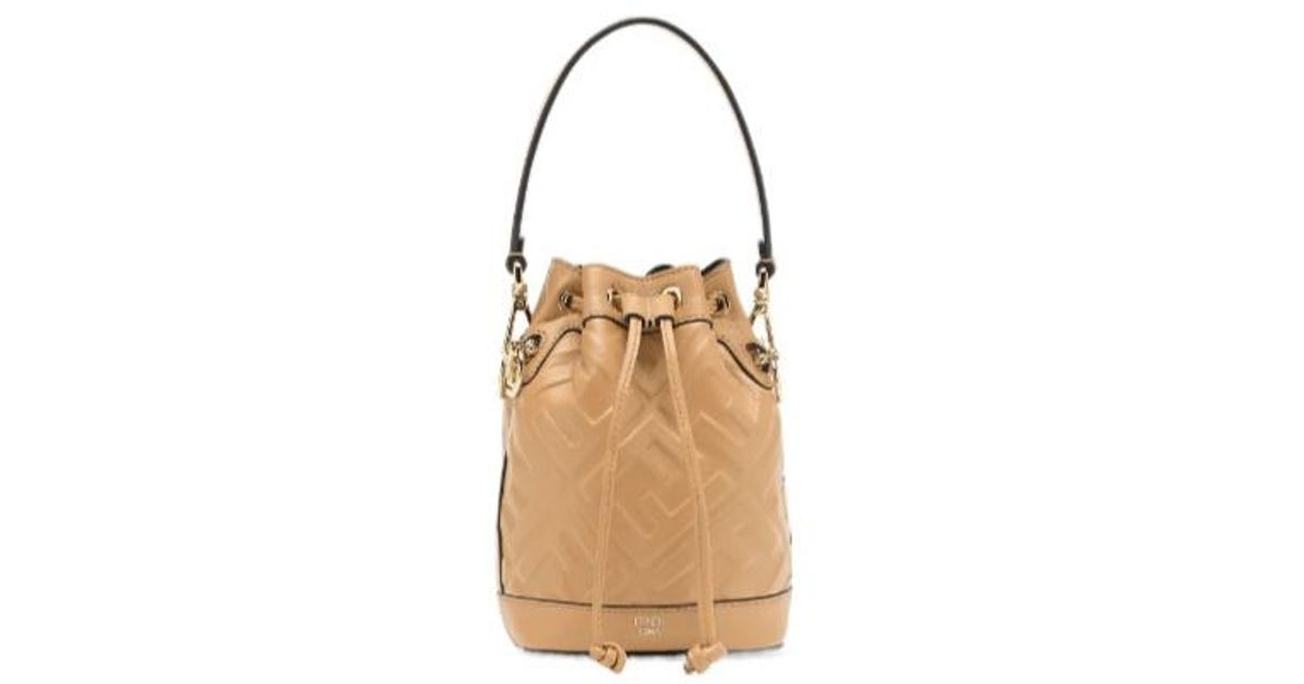 Fendi Mini Mon Tresor Drawstring Bucket Bag in Natural | Lyst