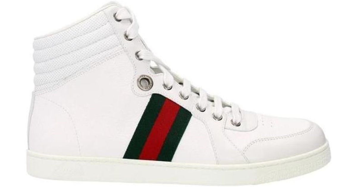 Gucci Tie High-Top Casual Sneakers in White for Men | Lyst