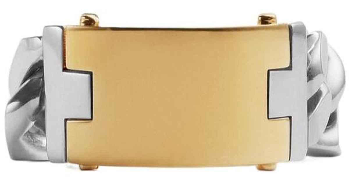 Bottega Veneta Chain Link Detail Ring in White for Men | Lyst