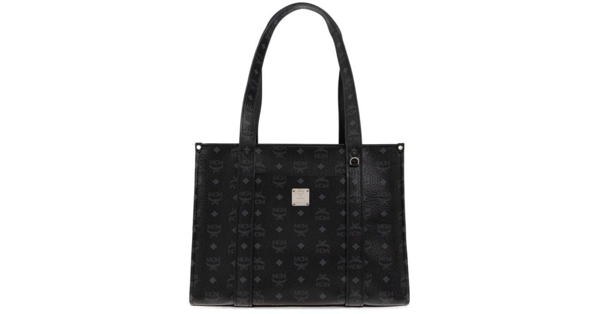 MCM Aren Monogram Large Tote Bag in Black | Lyst