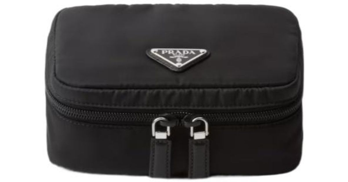 Prada Small Re-Nylon Zipper Pouch in Black for Men | Lyst