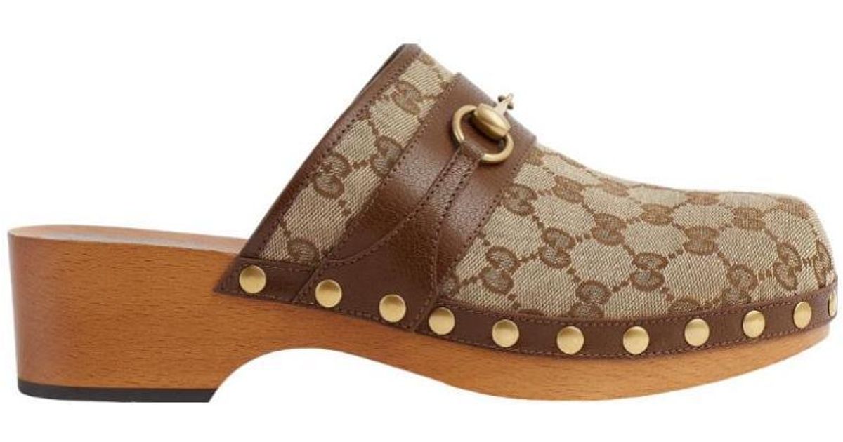 Gucci Gg Pattern Clogs in Brown for Men | Lyst