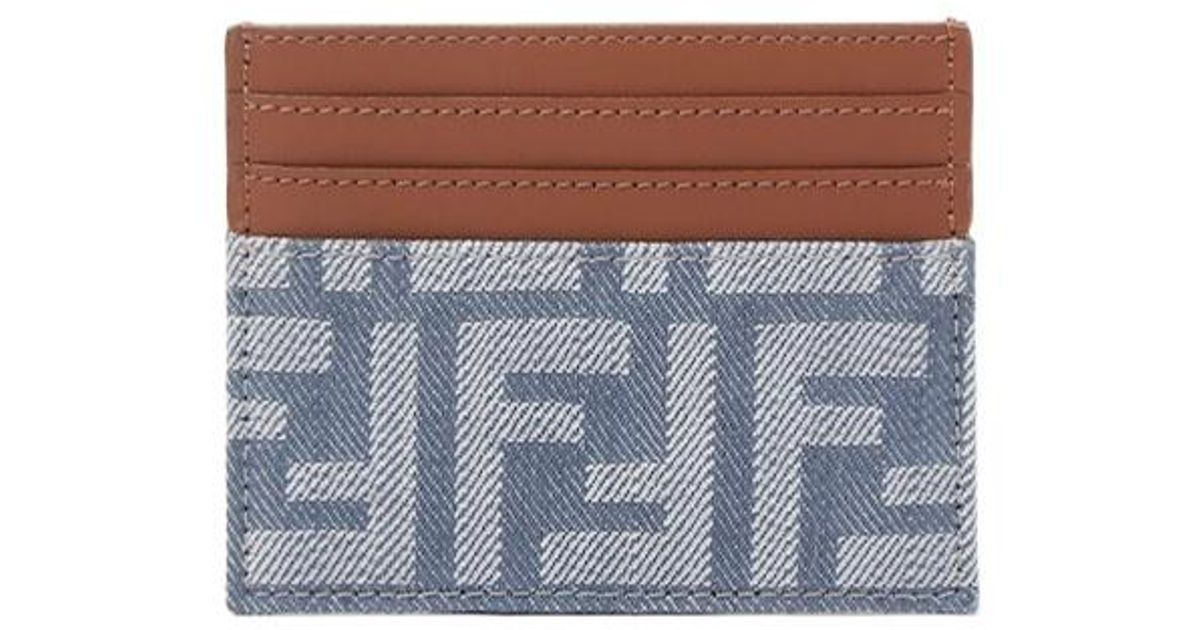 Fendi Baguette Ff Jacquard Card Case in Blue | Lyst