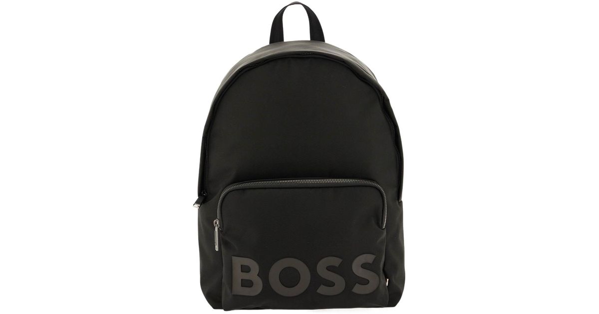 BOSS Embossed Logo-Detail Backpack in Black for Men | Lyst