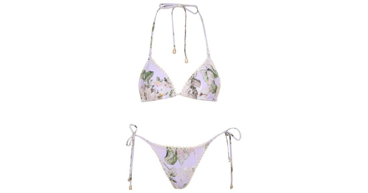 Zimmermann Crochet Edge Bikini Set in White | Lyst
