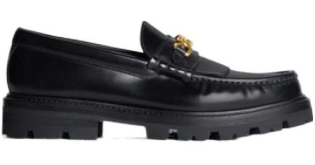 Celine Margaret Loafer With Triomphe Chain in Black | Lyst