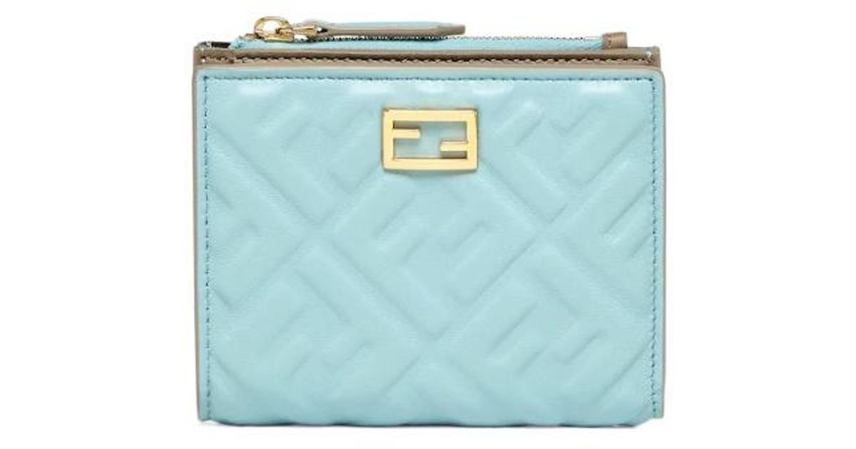 Fendi Compact Baguette Small Wallet in Blue | Lyst