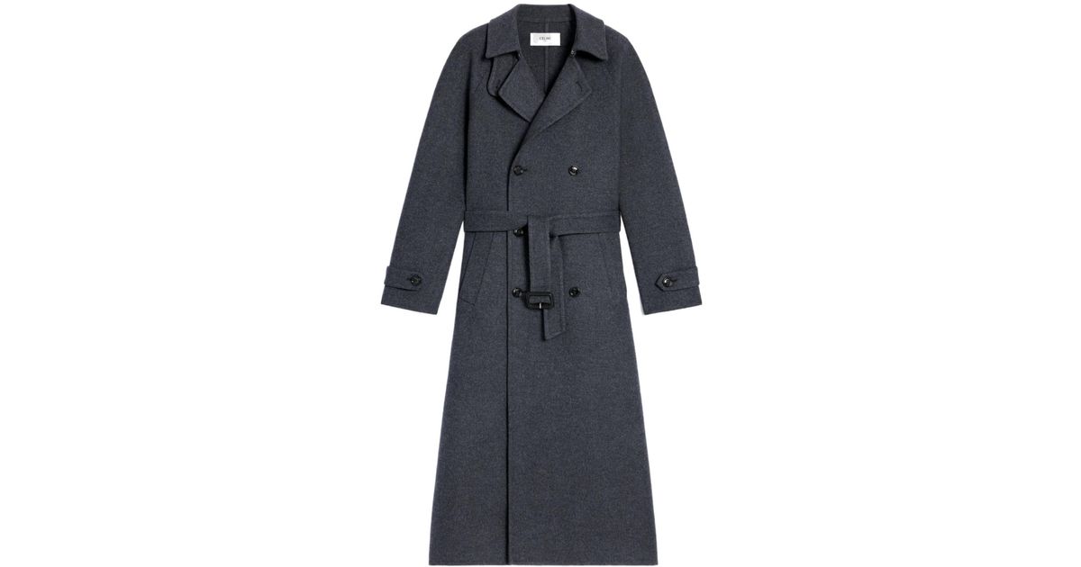 Celine Wrapped Coat in Blue | Lyst