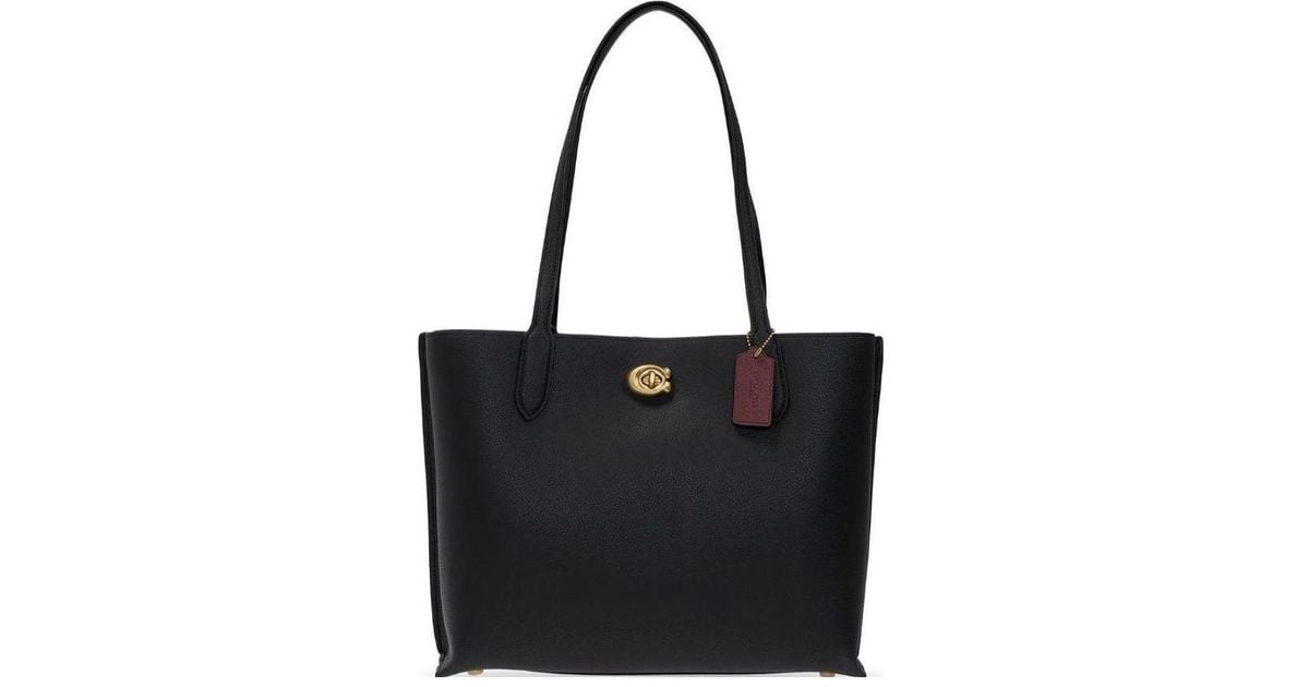 COACH Oversized Leather Tote Bag in Black | Lyst