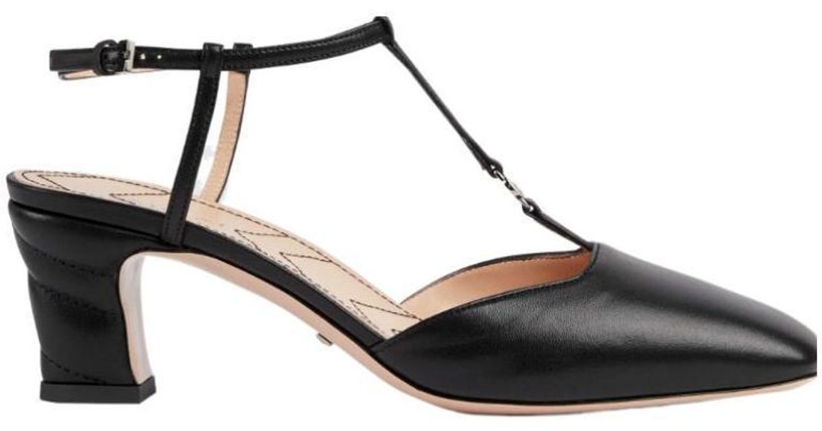 Gucci Double G T-Bar Pumps in Black | Lyst