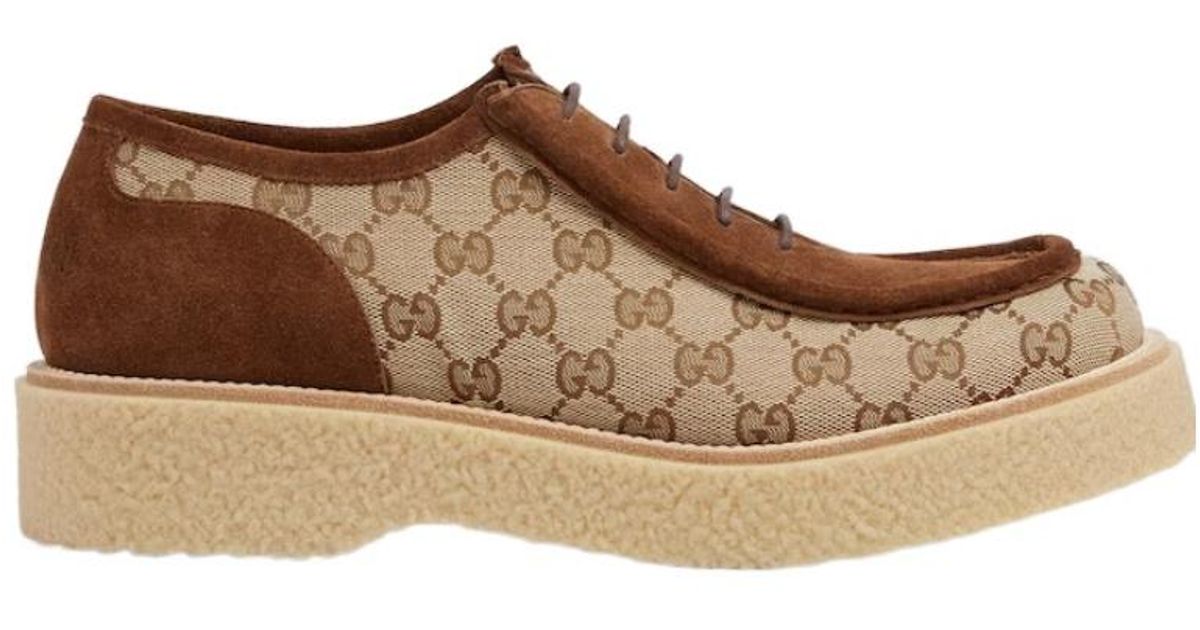 Gucci Gg-Canvas Lace-Up Shoe in Brown for Men | Lyst