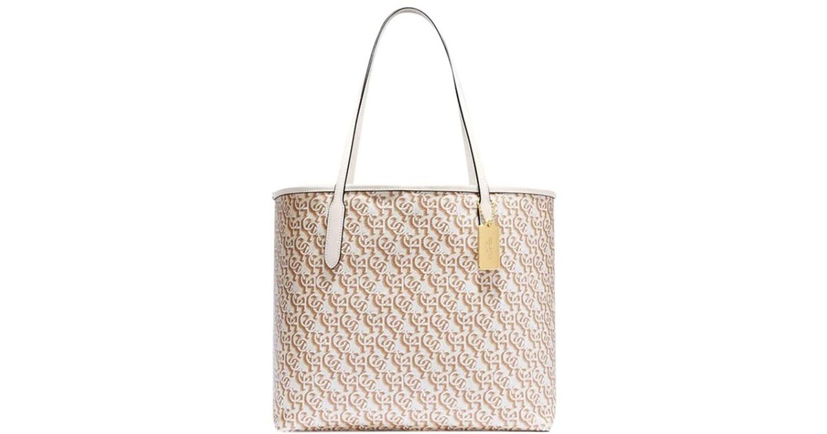 COACH Iconic Printed City Handbag in Natural | Lyst