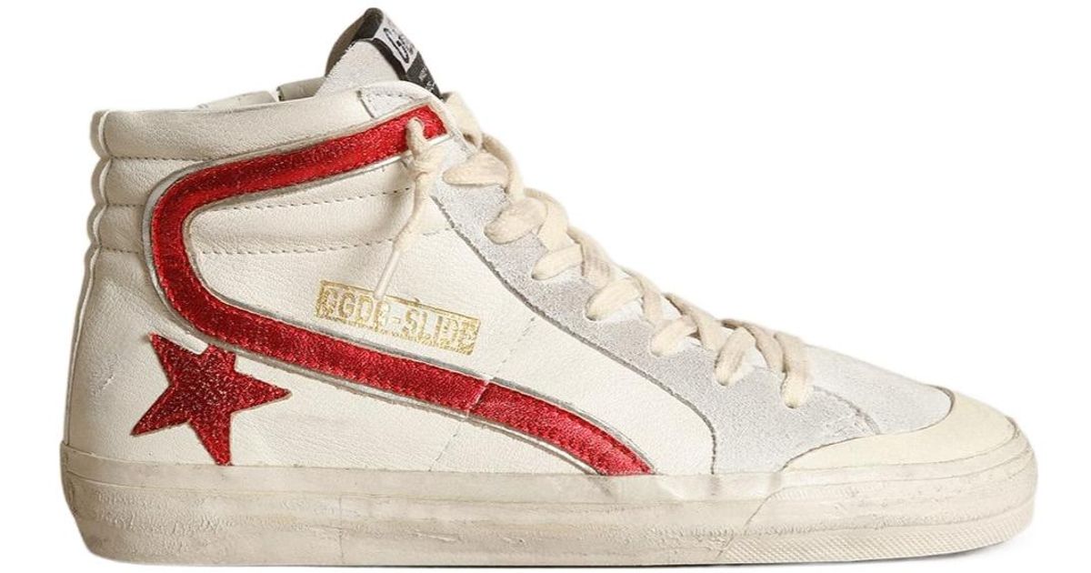 Golden Goose Slide With A Laminated Leather Star And Flash in Pink | Lyst