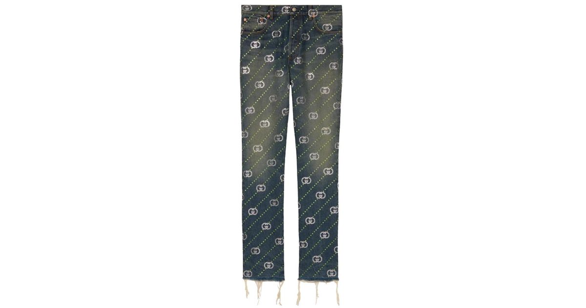 Gucci Interlocking G Straight-Leg Jeans in Green for Men | Lyst