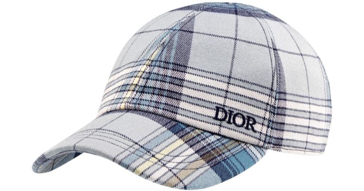 Dior Plaid Logo Baseball Cap in White for Men | Lyst