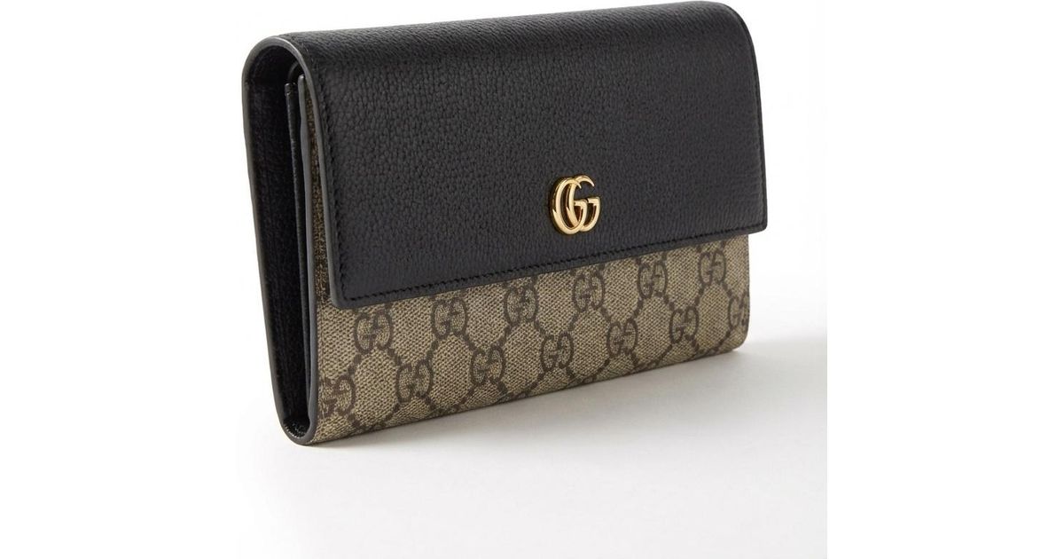 Gucci Bi-Color Gg Marmont Continental Wallet in Black | Lyst