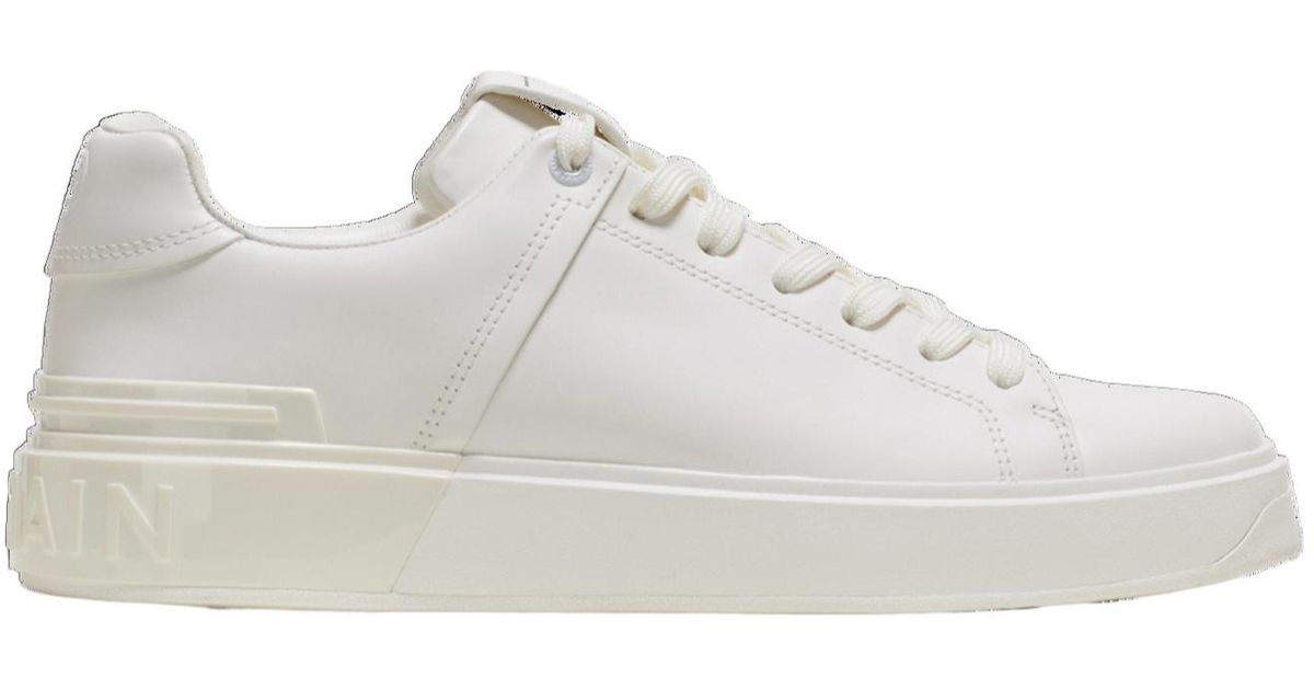 Balmain B-Court Logo Sports Shoes in White | Lyst