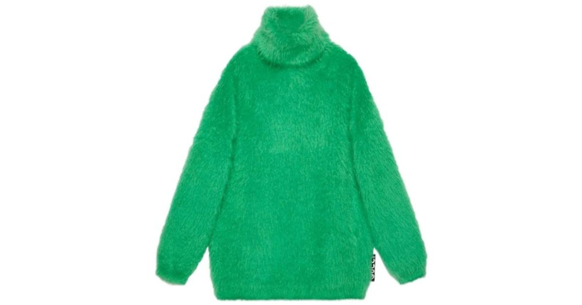 Gucci Brushed Roll-Neck Jumper Dress in Green | Lyst