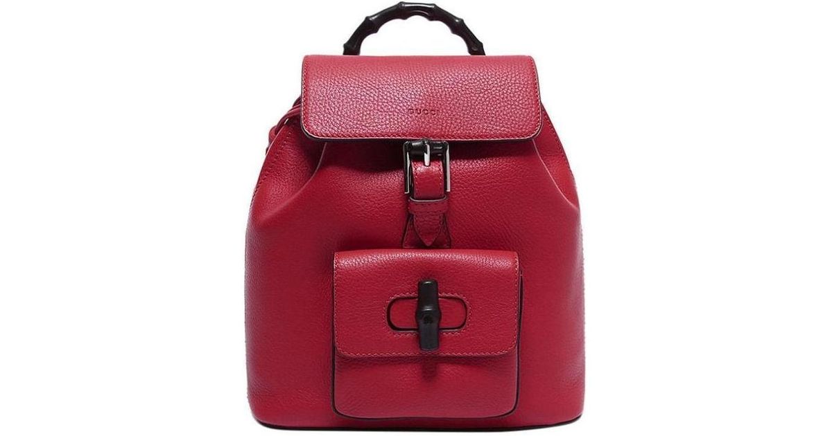 Gucci Bamboo Sac Series Backpacks in Red | Lyst