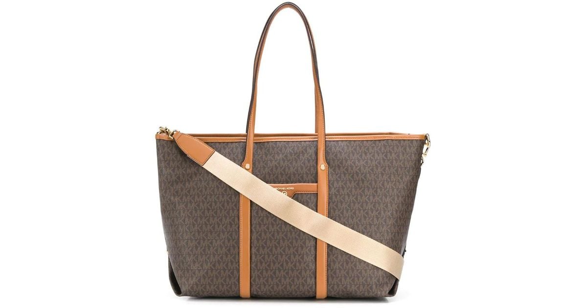 MICHAEL Michael Kors Monogram Logo Tote in Brown | Lyst