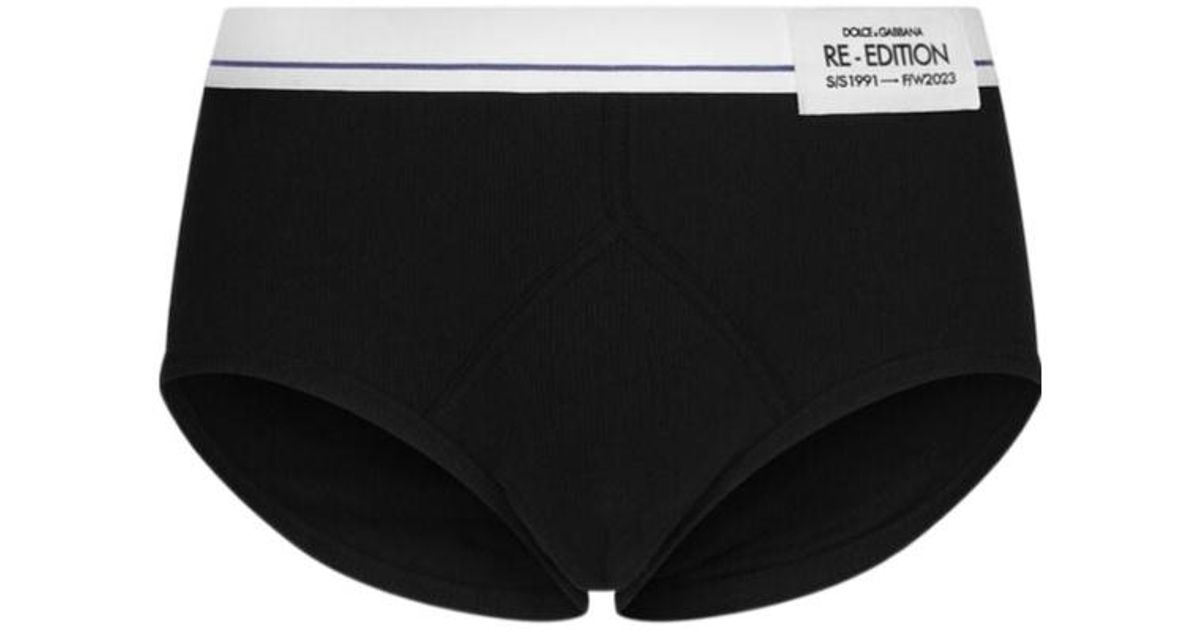 Dolce & Gabbana Brando Ribbed Cotton Briefs in Black for Men | Lyst