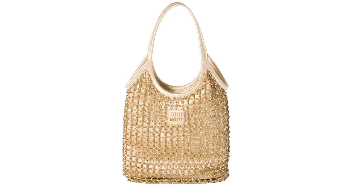 Miu Miu Chain Shoulder Bag in Natural | Lyst