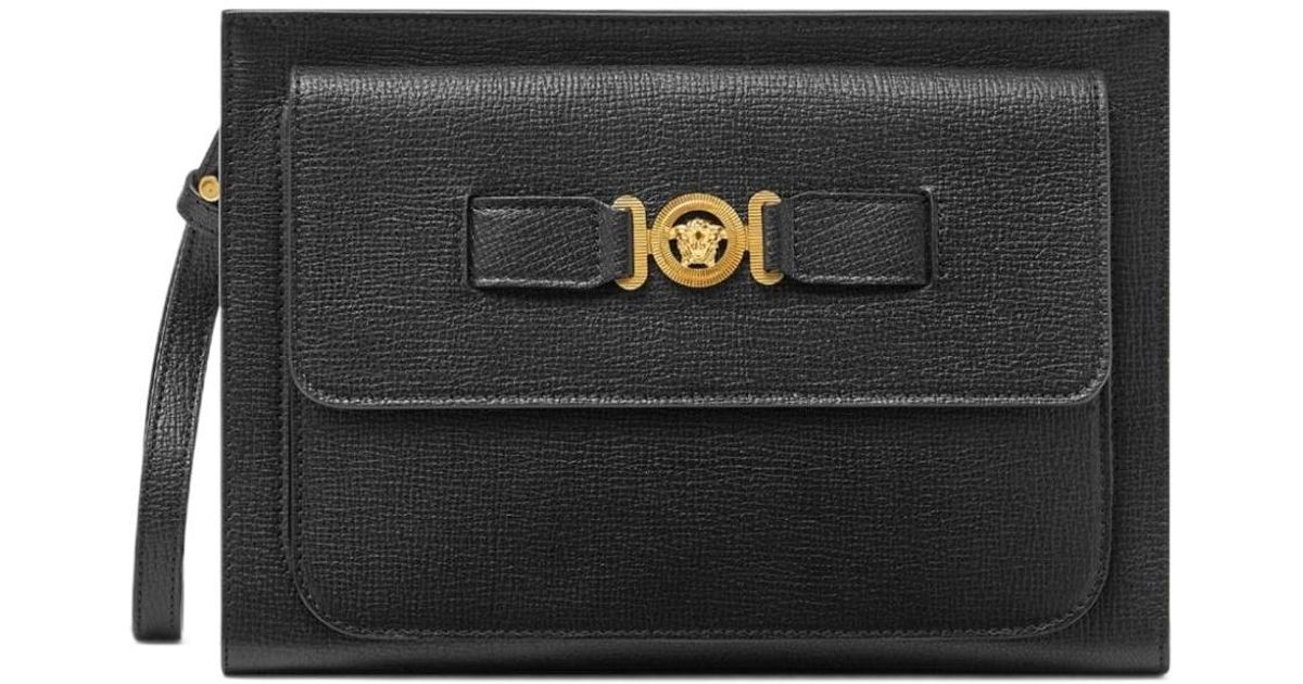Versace Medusa Pouch Bag in Black for Men | Lyst