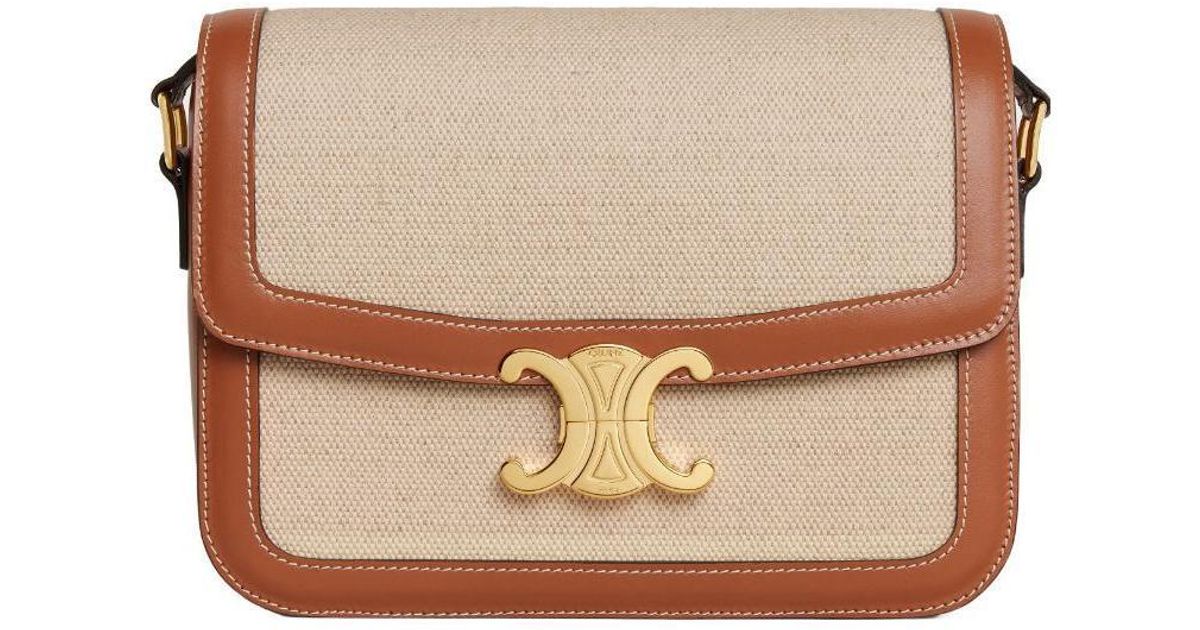 Celine Classique Triomphe Shoulder Bag in Natural | Lyst