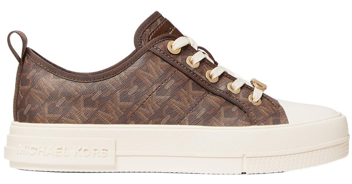MICHAEL Michael Kors Evy Empire Monogram-Patterned Sneakers in Brown | Lyst