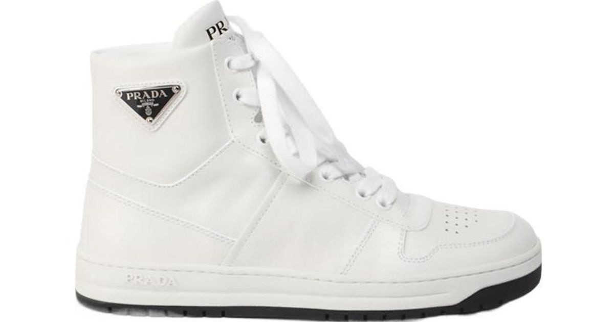 Prada High-Top Leisure Sneakers in White | Lyst