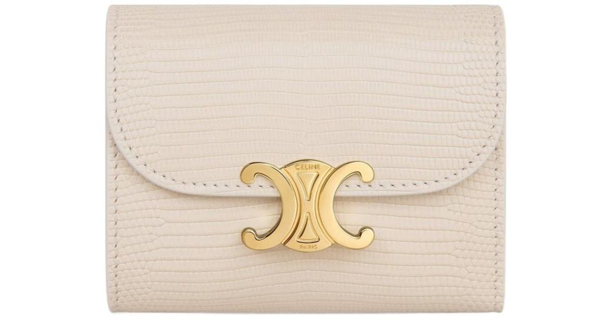 Celine Small Flap Wallet Triomphe in Natural | Lyst