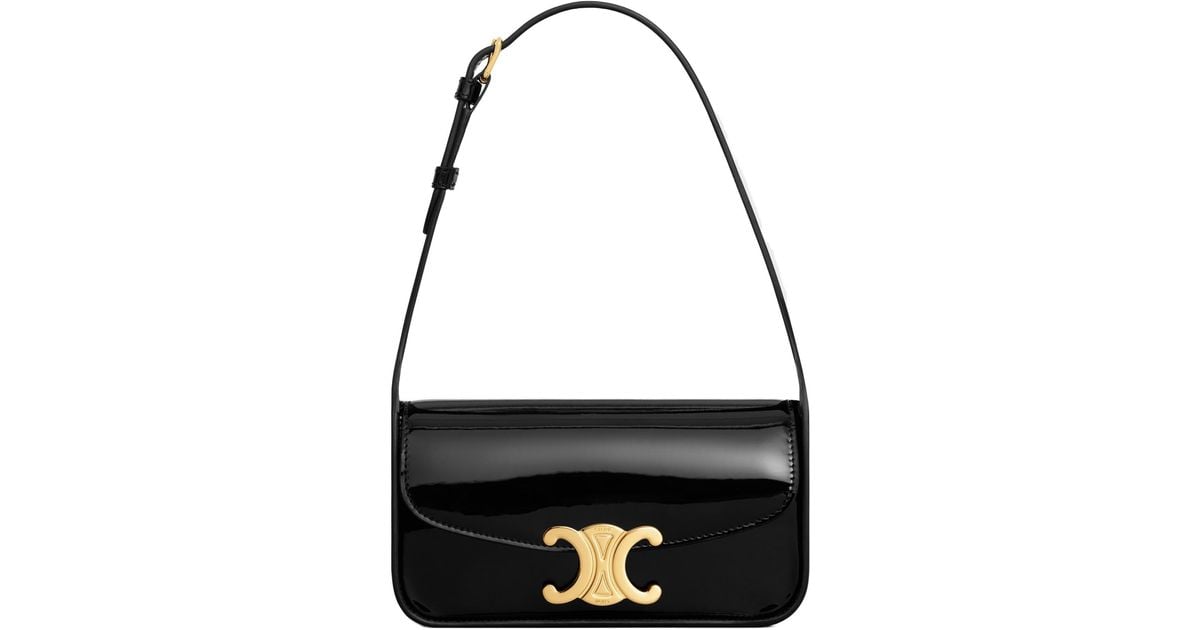 Celine Terence Logo Shoulder Bag in Black | Lyst