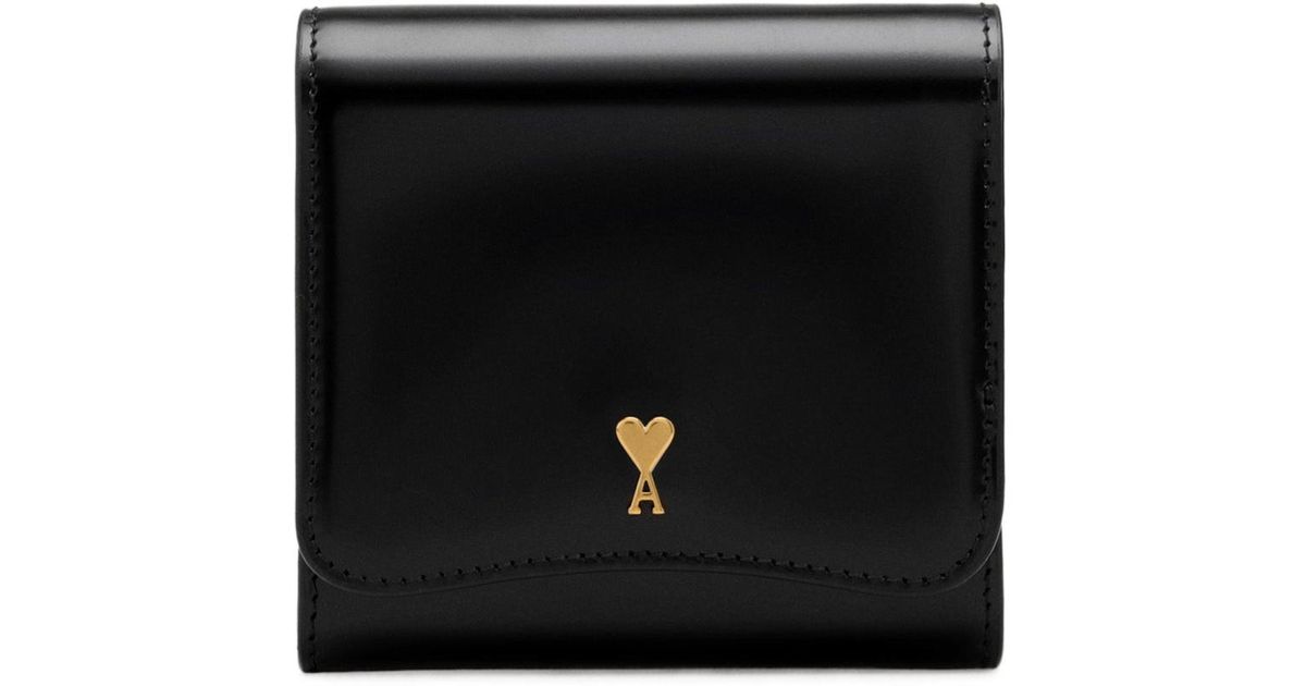 Ami Paris Flap Wallet in Black for Men | Lyst