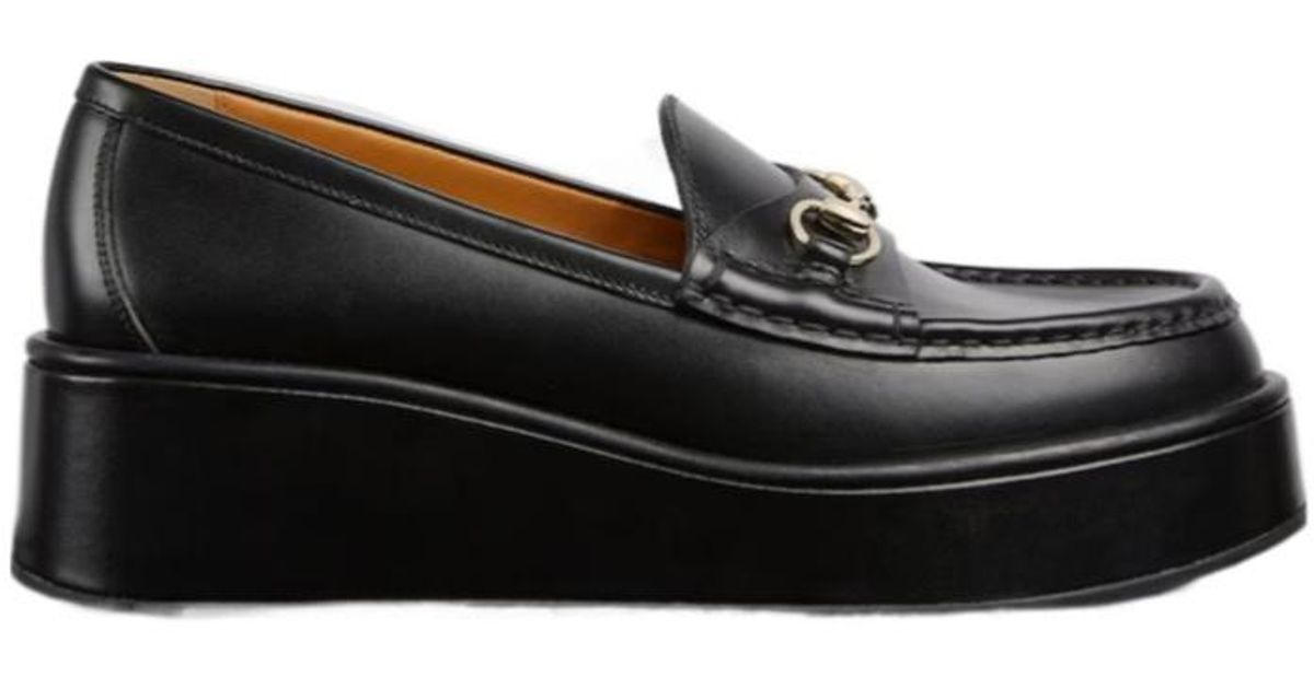 Gucci Horsebit Platform Loafers in Black | Lyst