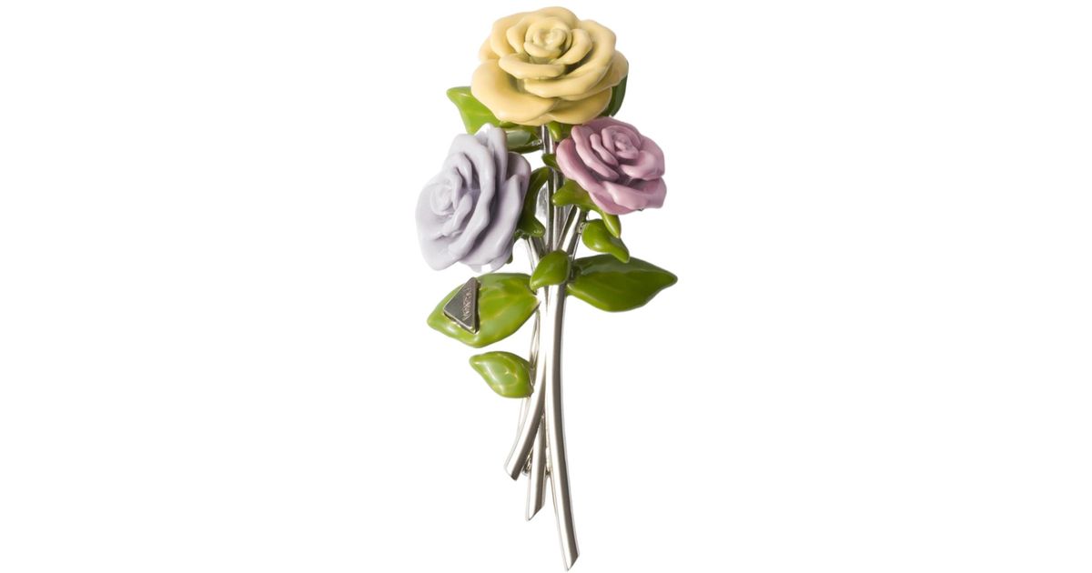 Prada Logo Brooch in White | Lyst