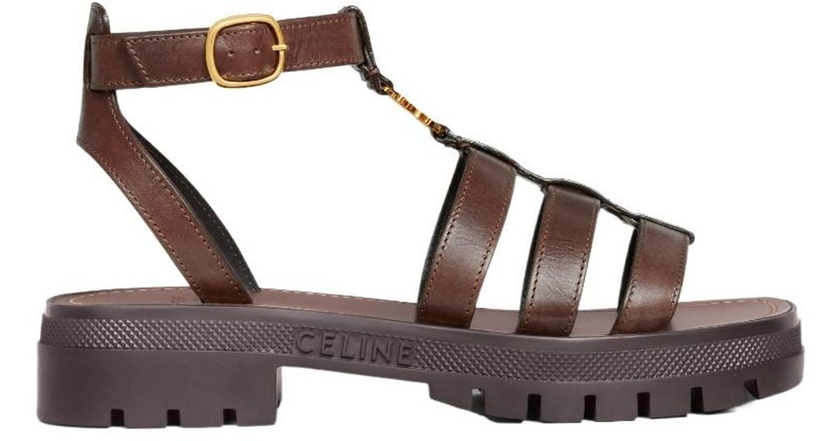 Celine Clea Triomphe Gladiator Sandal in Brown | Lyst