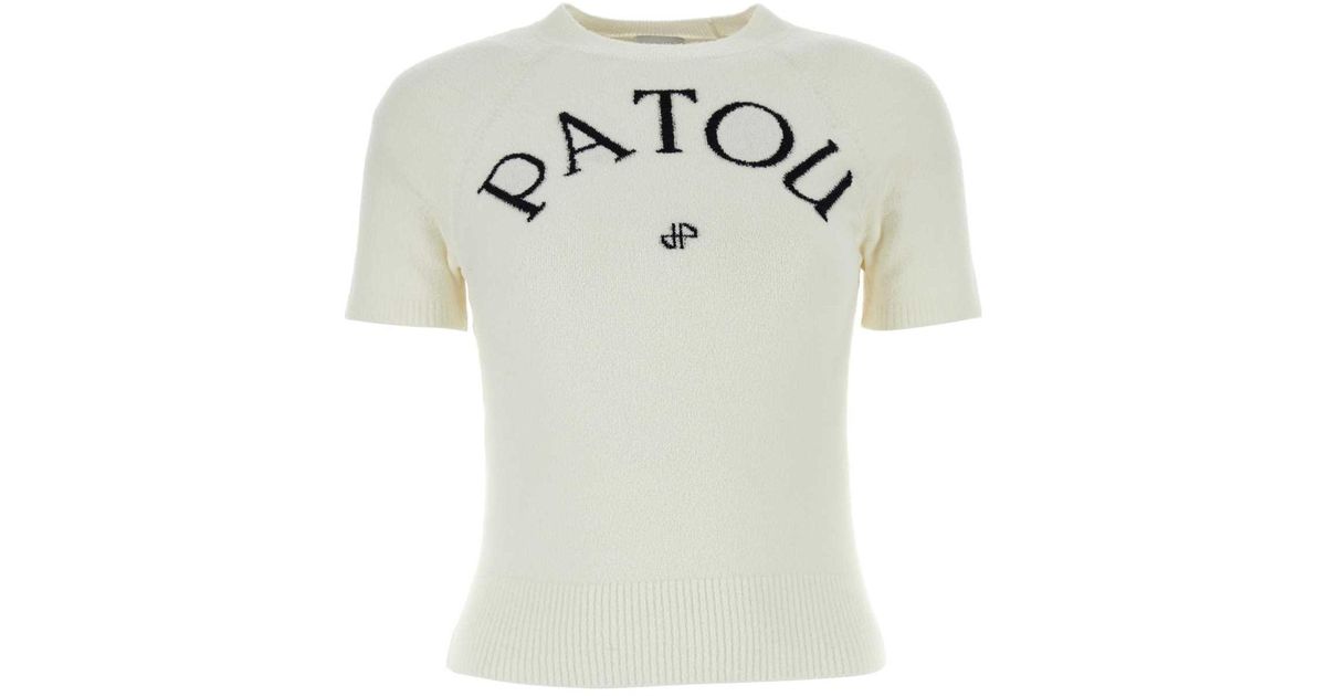 Patou Logo-Jacquard Terry-Knit Top in White | Lyst
