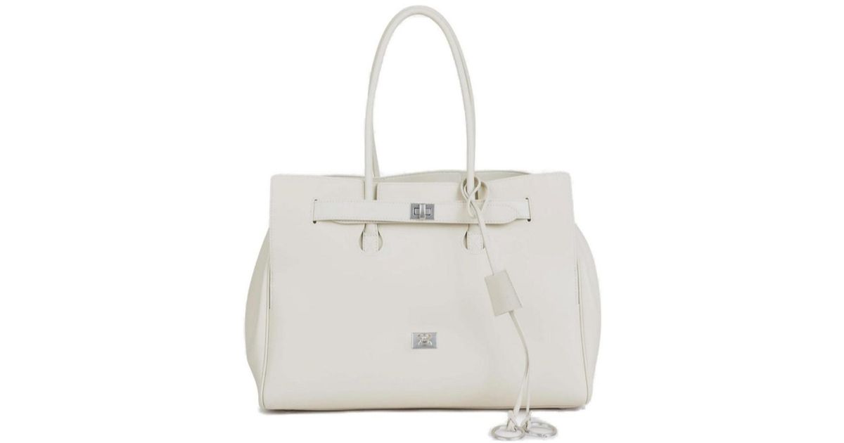 Balenciaga Carry All Bel Air Tote Bag in White | Lyst
