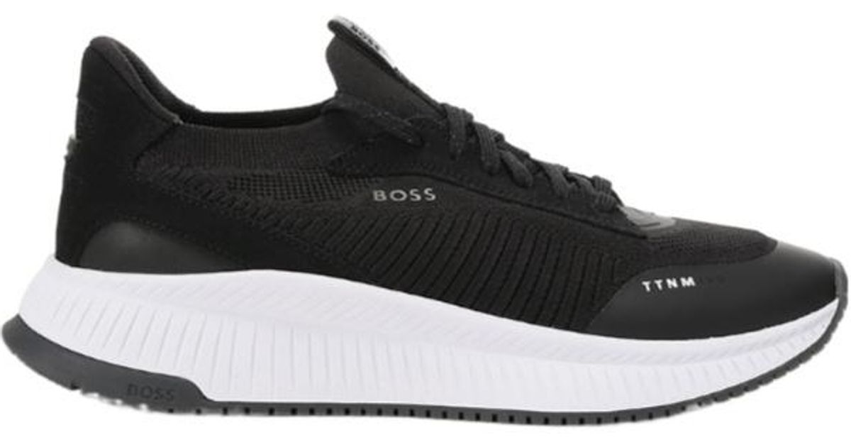 BOSS Logo Round Head Low Upper Board Shoes in Black for Men | Lyst