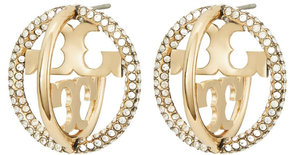 Tory Burch Miller Pave Multi Hoop Earrings in Metallic | Lyst