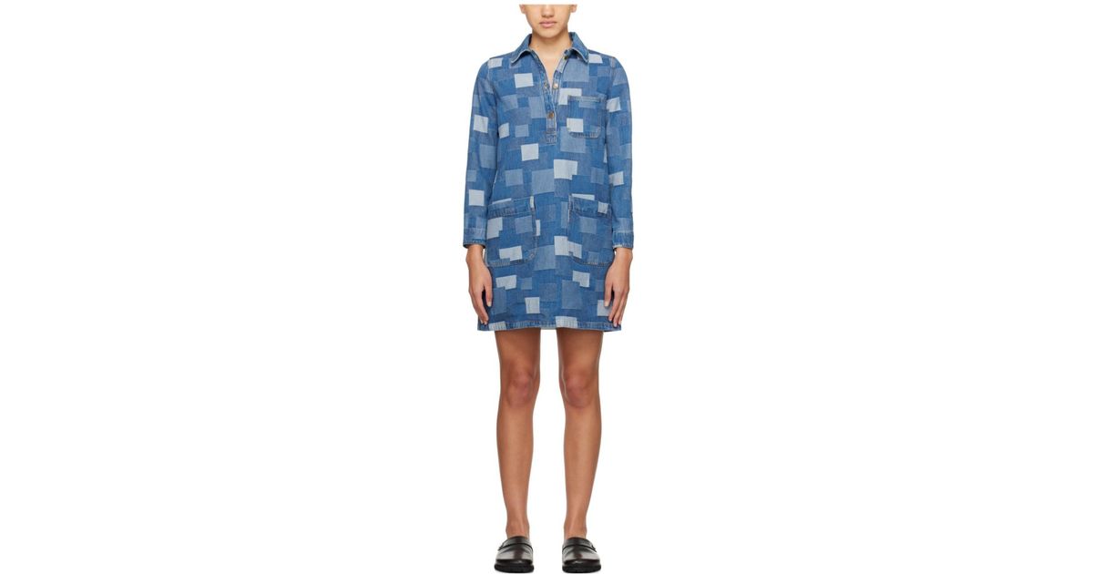 A.P.C. Sliced Cut Denim Dress in Blue | Lyst