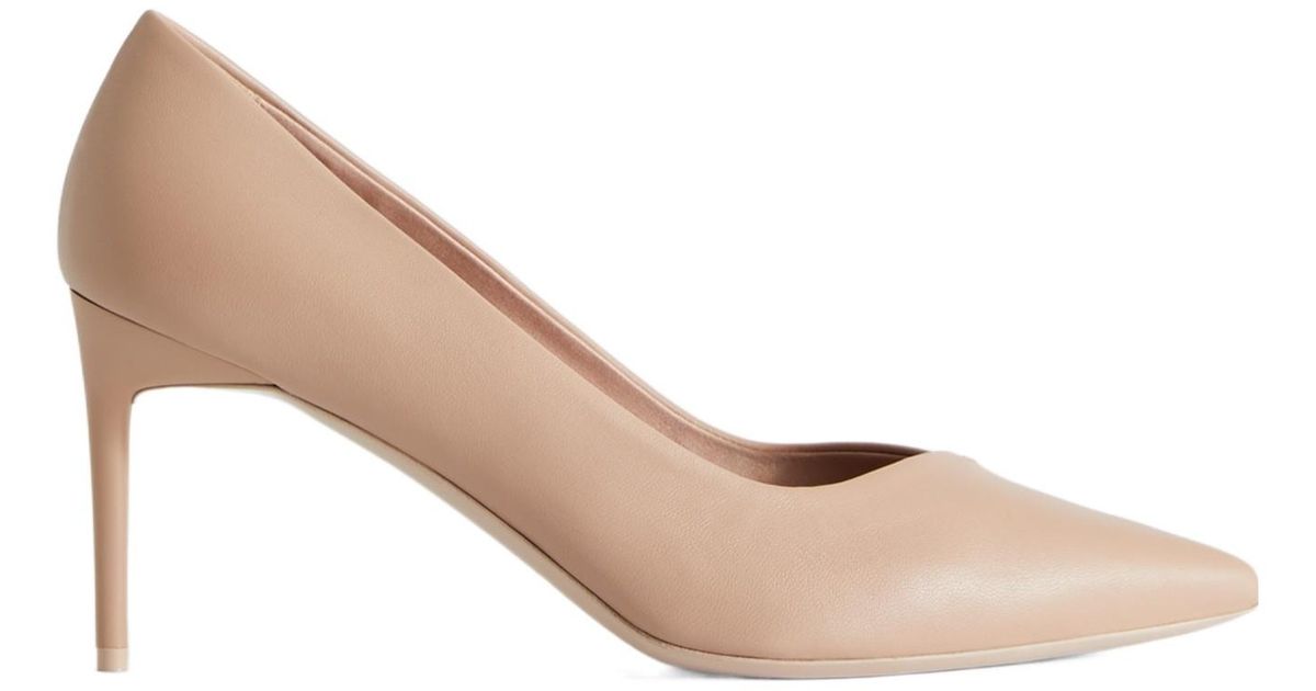 Max Mara Napa Leather Heels in Natural | Lyst
