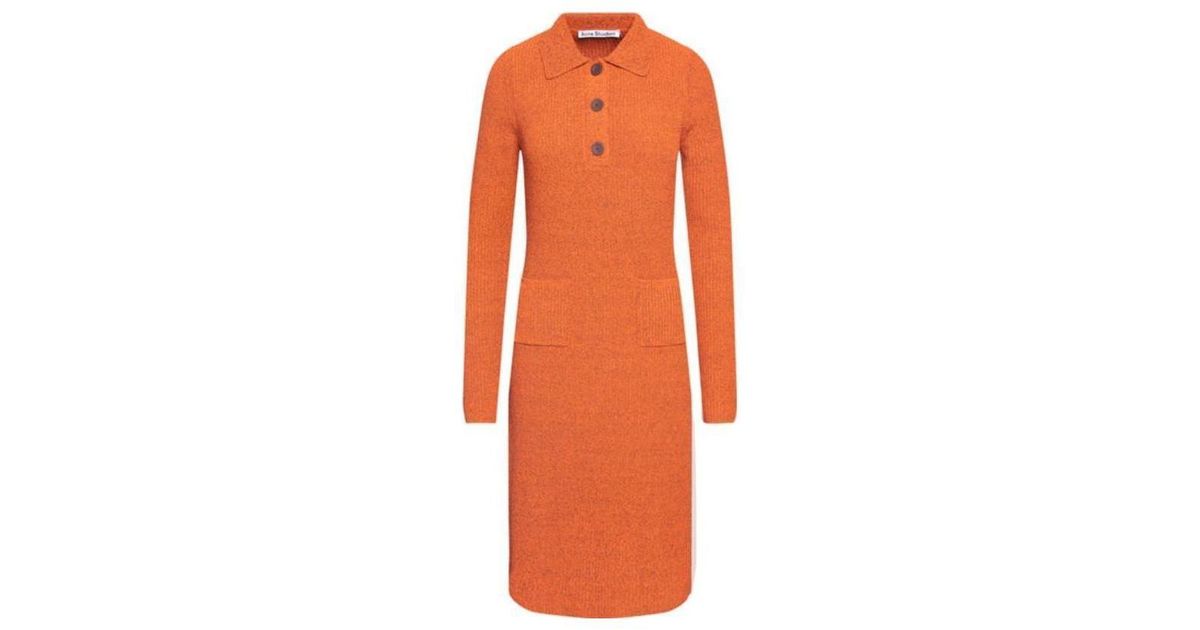 Acne Studios Polo Neck Dress in Orange | Lyst UK