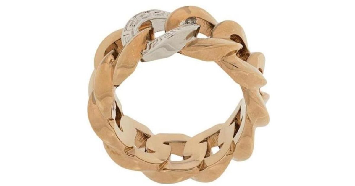 Versace Medusa Two-Tone Chain Ring in Metallic for Men | Lyst